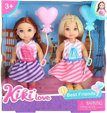 Kiki Love Best Friends Doll Set – Blonde & Brunette Dolls with Heart B ...